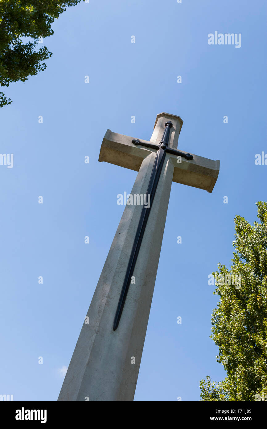 Centrepiece cross with embossed sword. War cemetery,WW2. Coriano Ridge ...