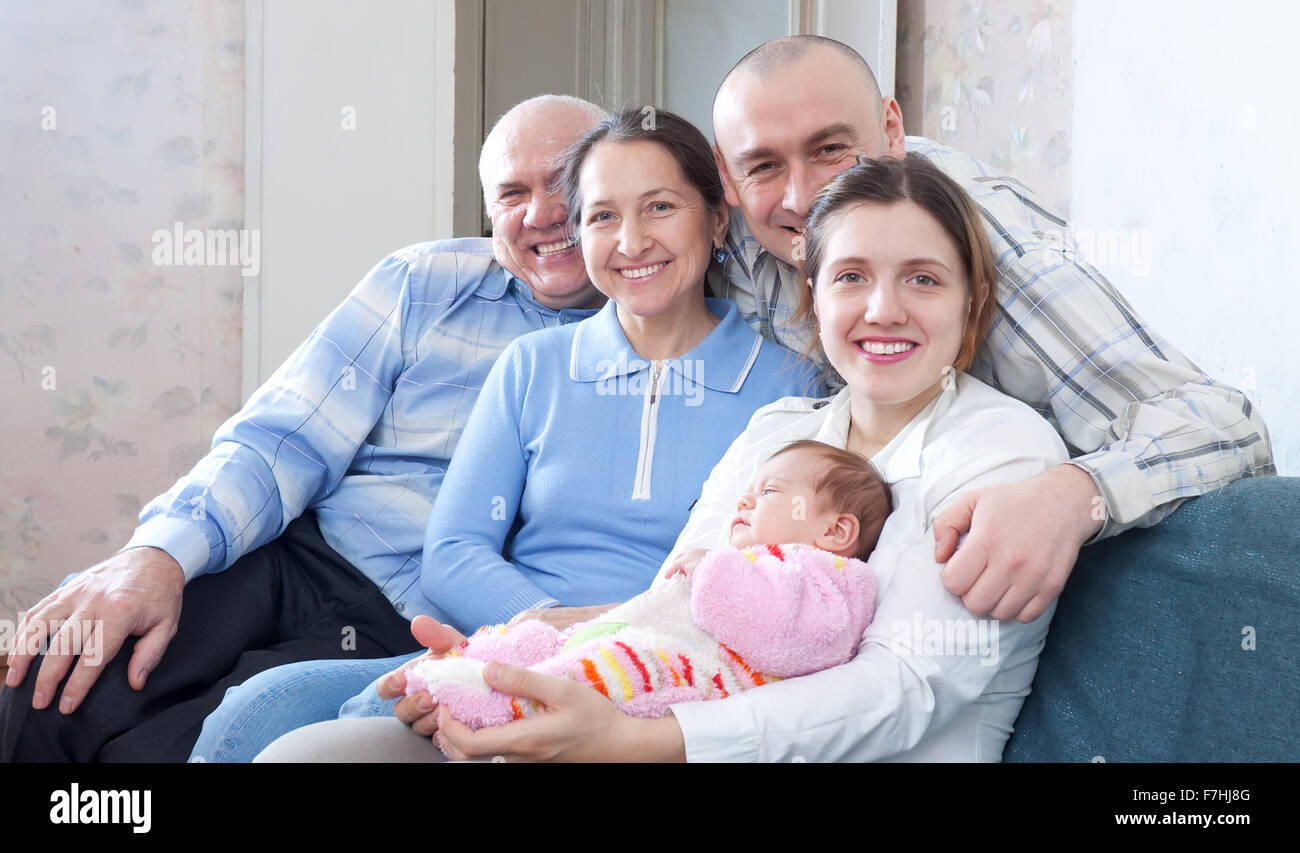 Happy three generations family with little baby Stock Photo - Alamy