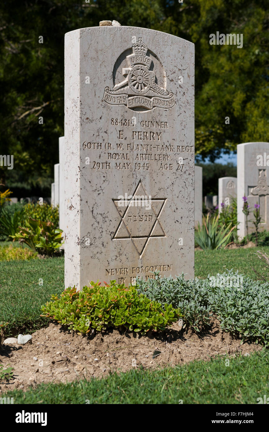 E. Perry - Jewish grave stone. War cemetery,WW2. Coriano Ridge, Coriano ...
