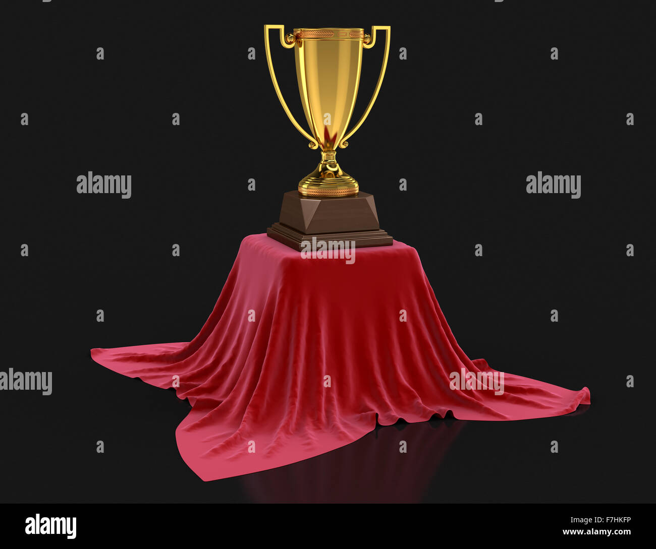 Table covered cloth with Trophy Cups (clipping path included Stock ...
