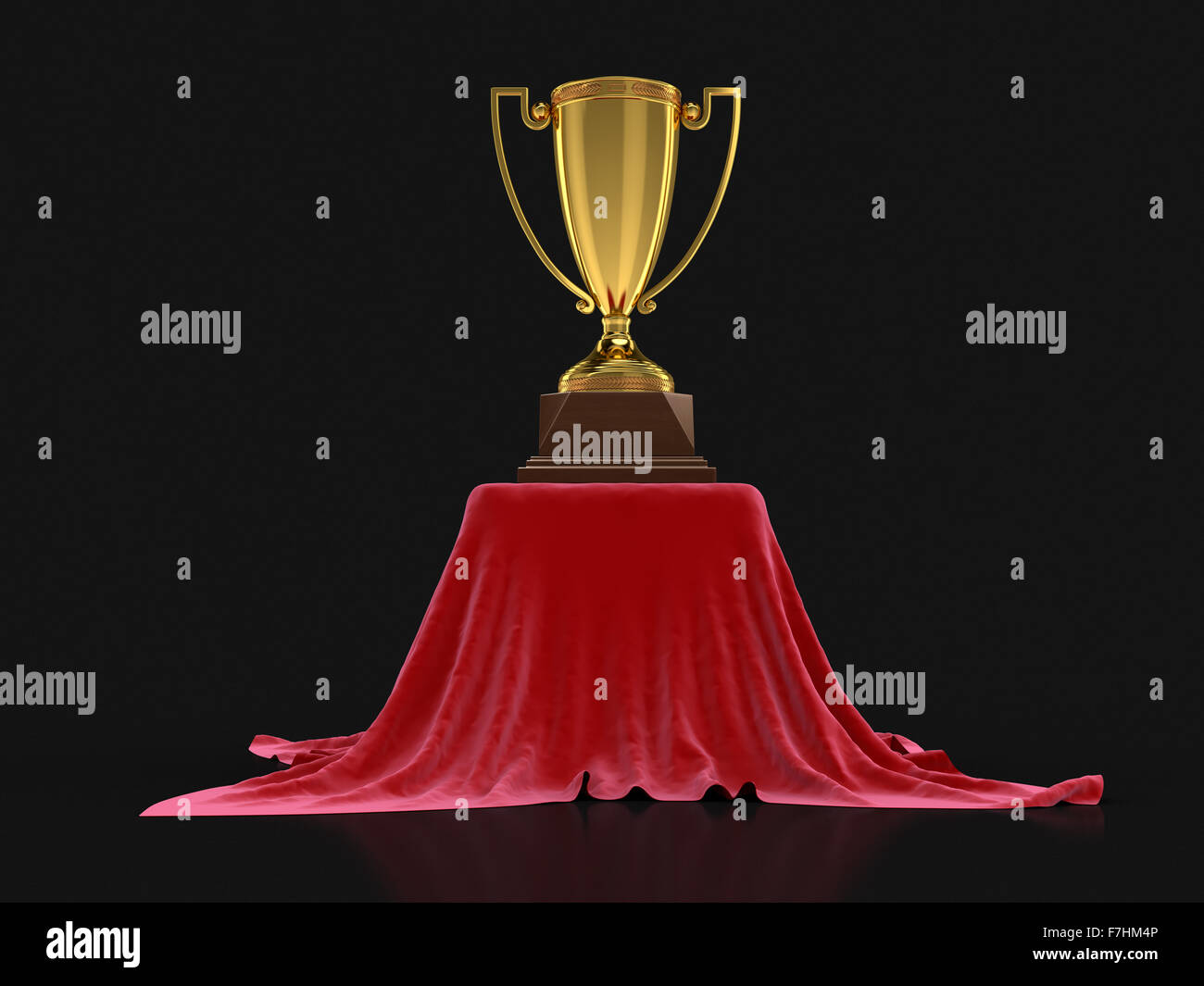 Table covered cloth with Trophy Cups (clipping path included Stock ...