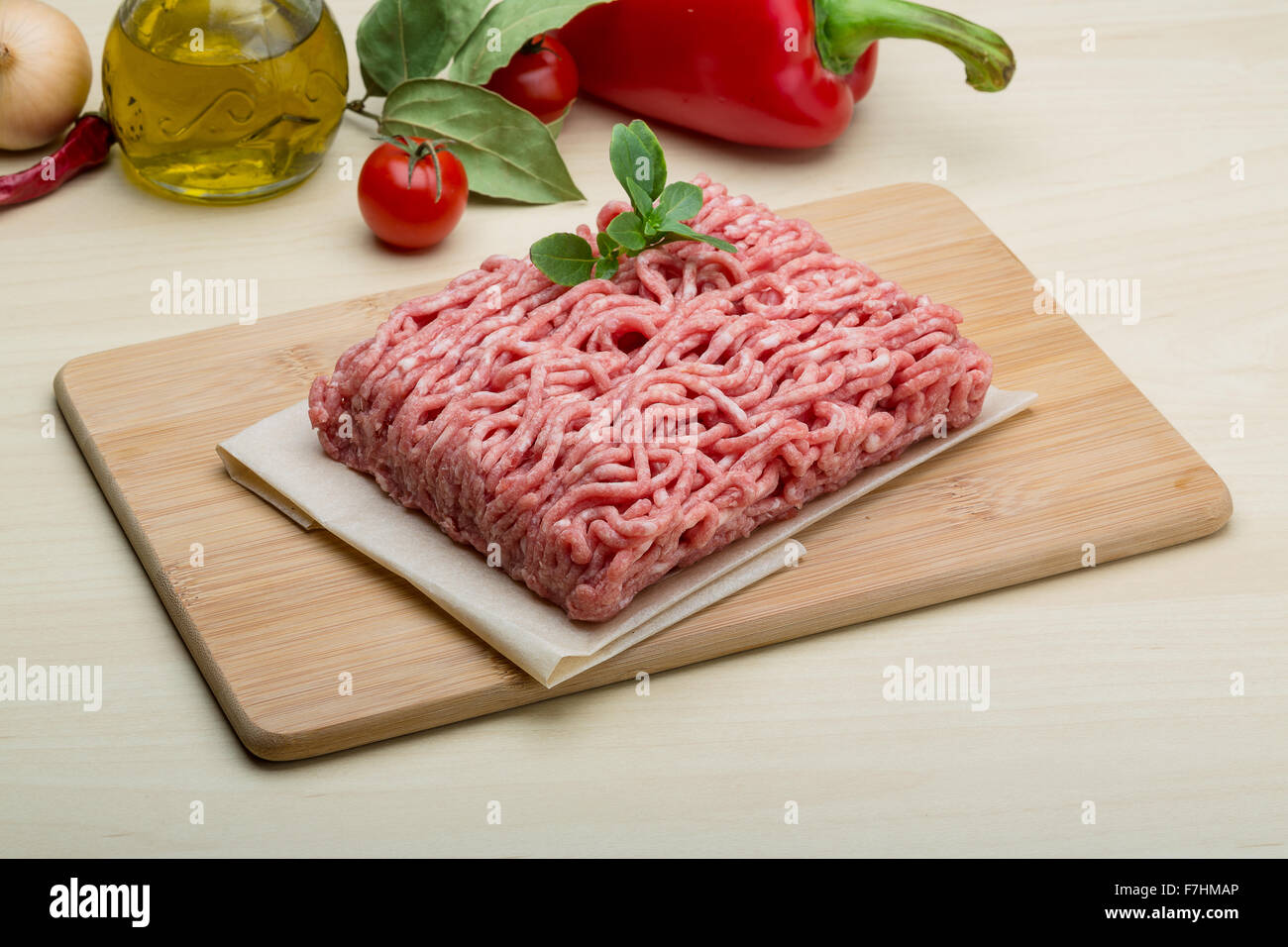 Raw Minced meat with herbs and spices Stock Photo - Alamy