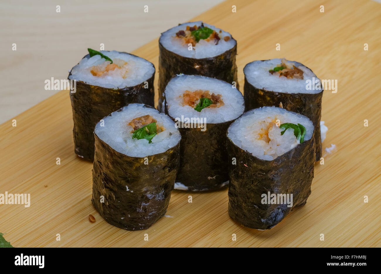Japan traditional maki roll with green onion Stock Photo - Alamy
