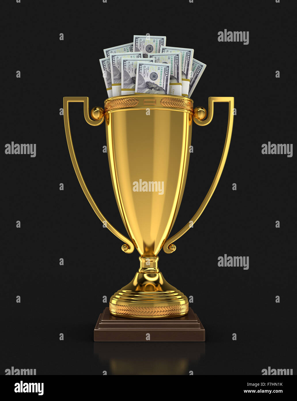 Trophy Cup with dollars (clipping path included Stock Photo - Alamy