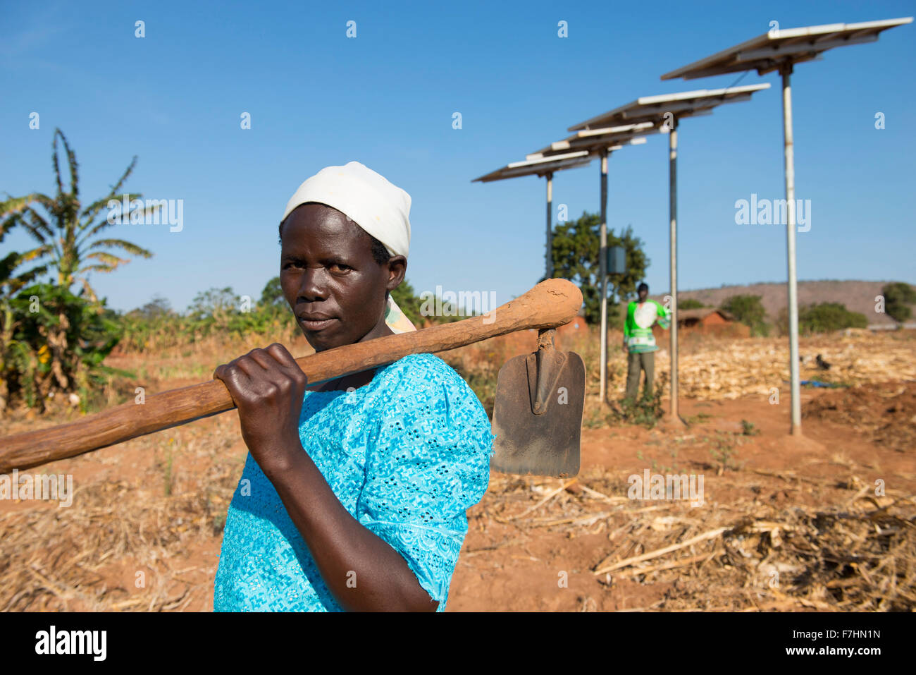 MALAWI, village Zingiziwa, solar powered water pump for irrigation and ...