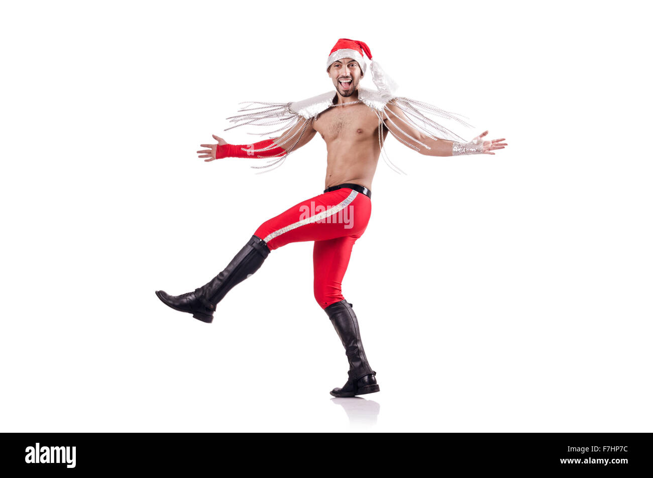 Dancing santa isolated on the white Stock Photo - Alamy