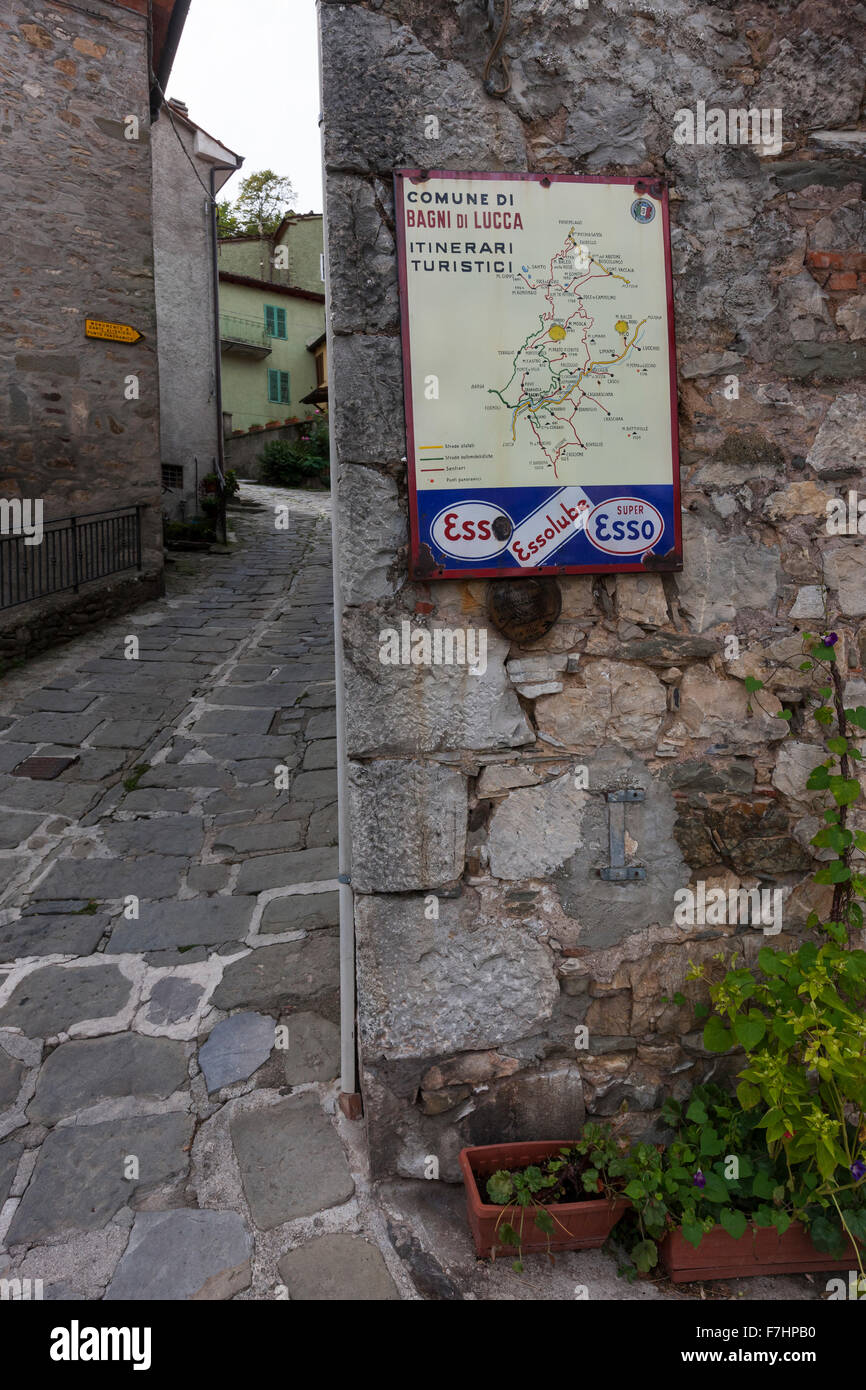 Old sign, Tuscan village of Montefegatesi Stock Photo - Alamy