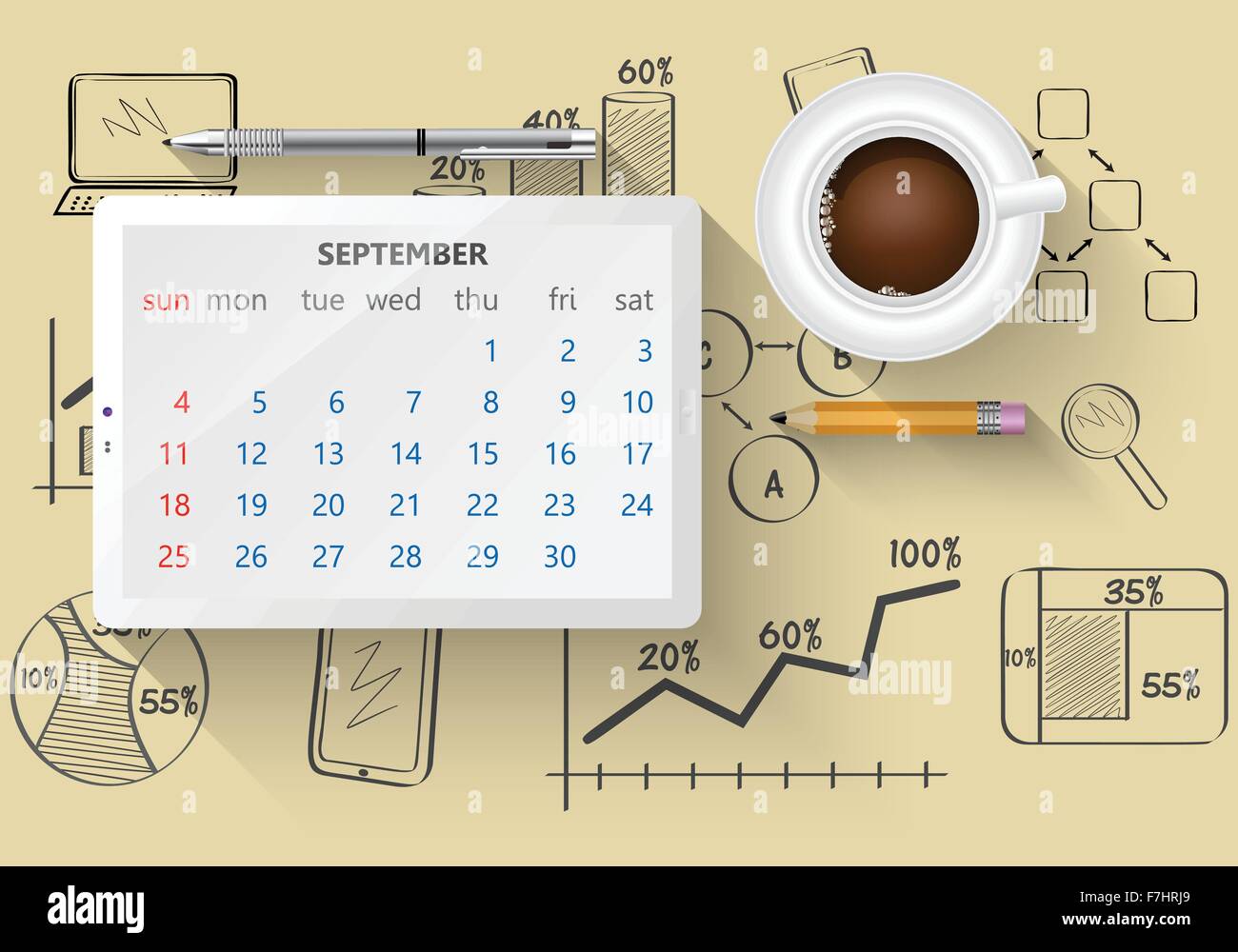 The month of september drawing hi-res stock photography and images - Alamy