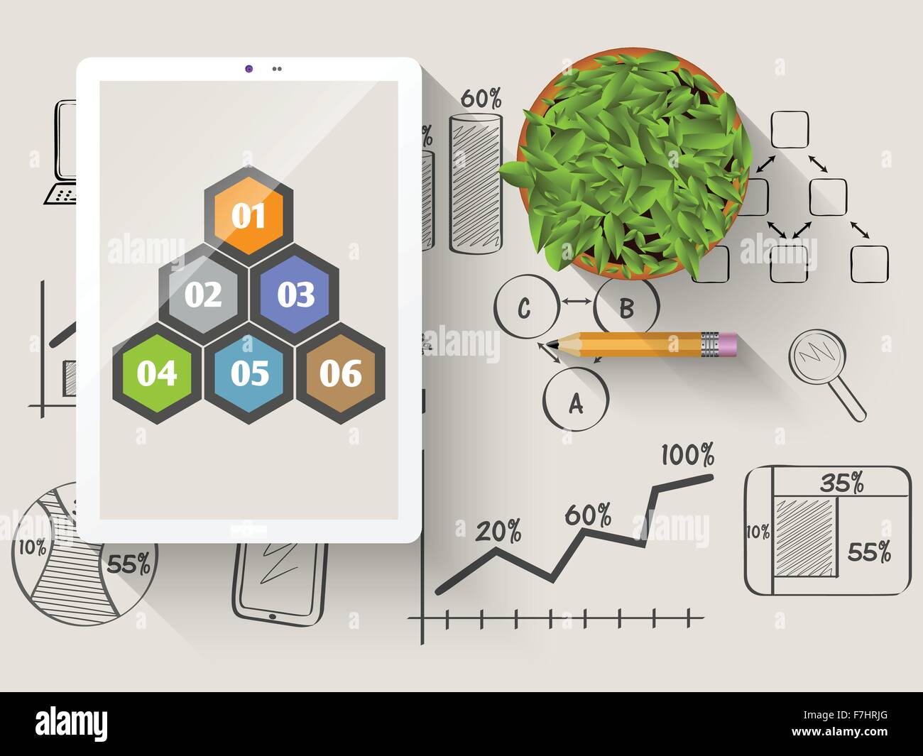Comparing statistics in business, infographics report charts Stock ...