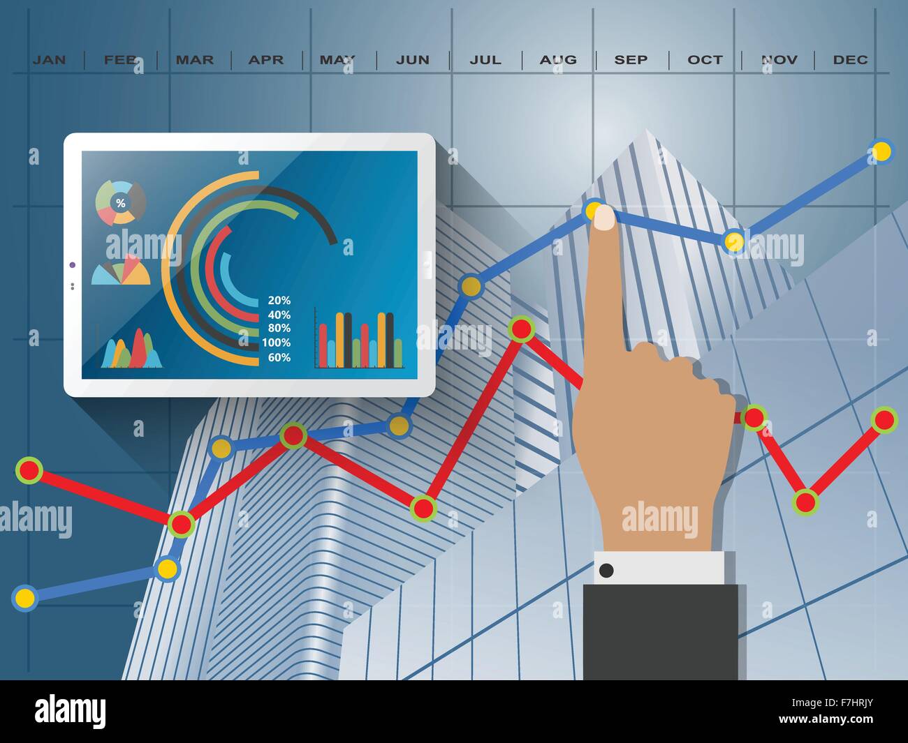Comparing statistics in business, infographics report charts Stock ...