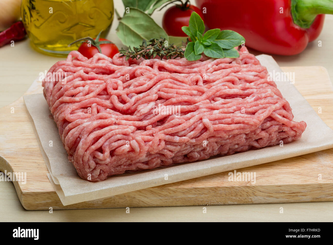 Raw Minced meat with herbs and spices Stock Photo - Alamy