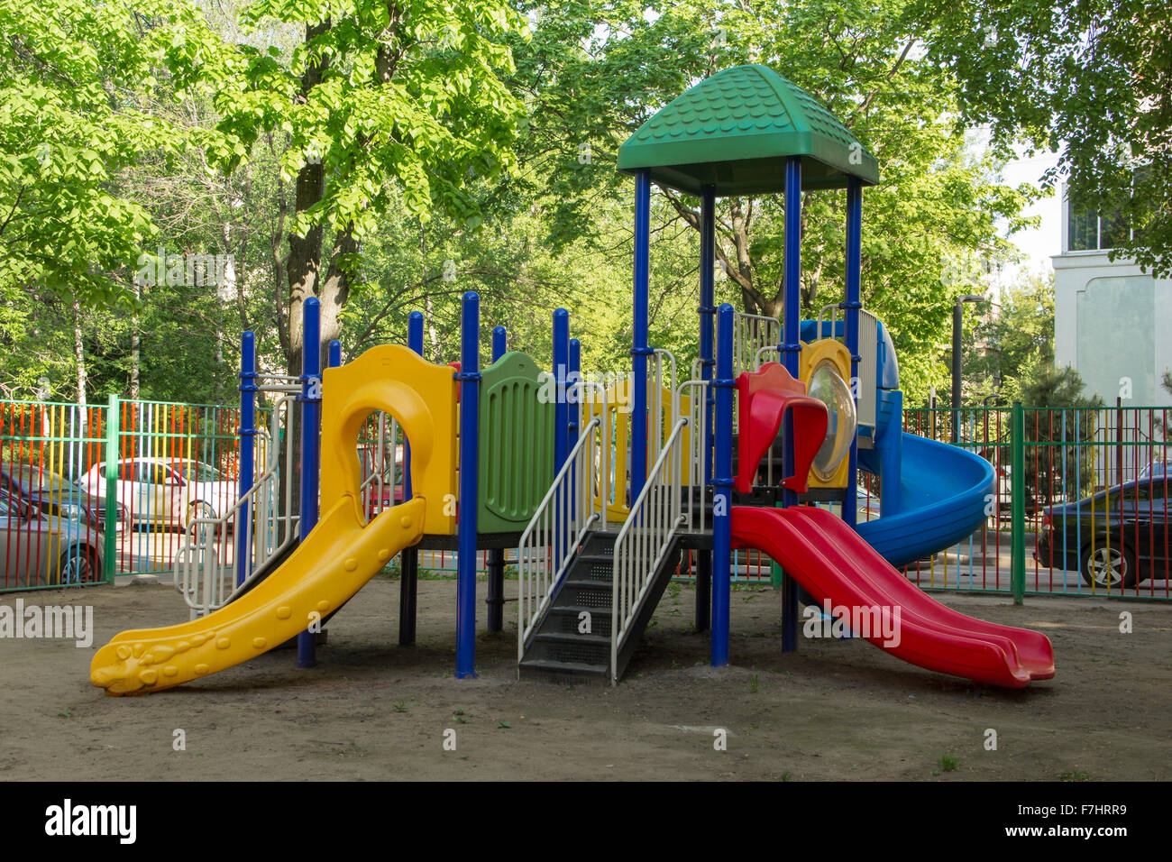 complex for children with slides and ladders in kindergarden Stock ...