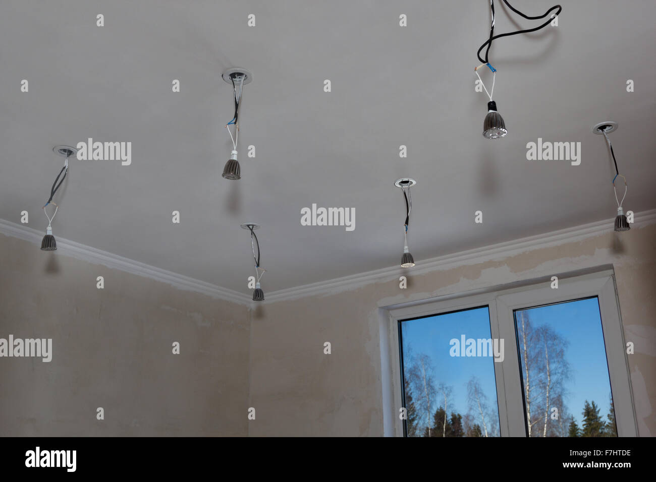 preparation of spot lighting in the room Stock Photo - Alamy