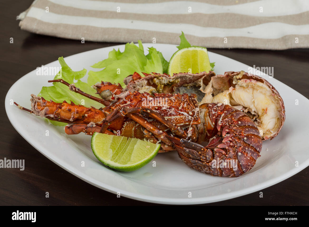 Spiny lobster grilled with lime and spices Stock Photo - Alamy