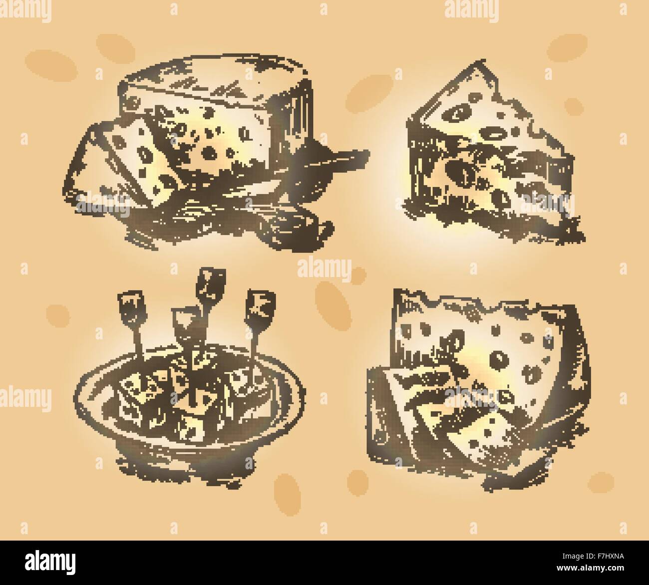 hand drawn sketch set cheese. vector illustration Stock Vector Image ...