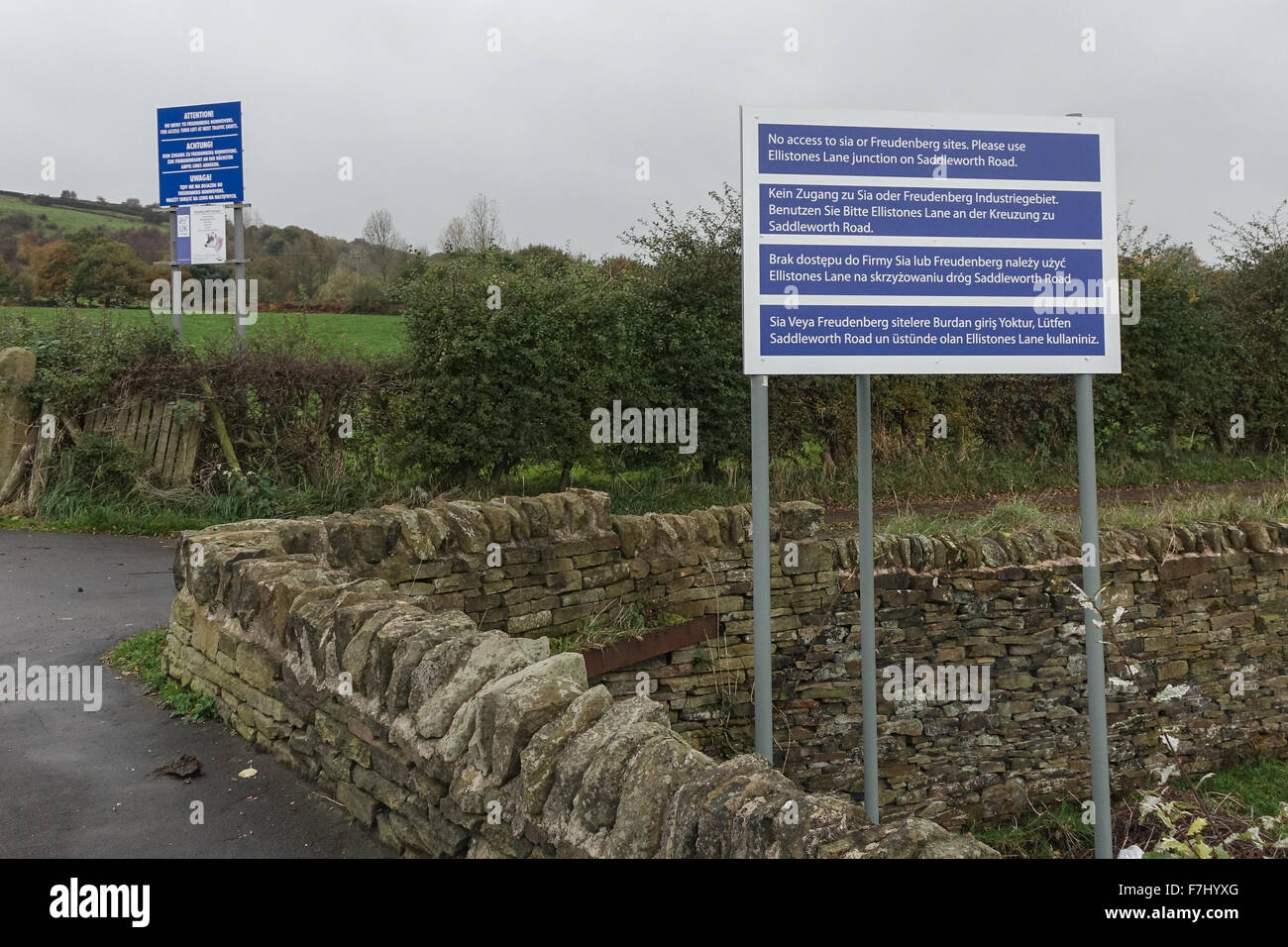 Traffic signs near Greetland, Halifax warning HGV drivers not to use ...