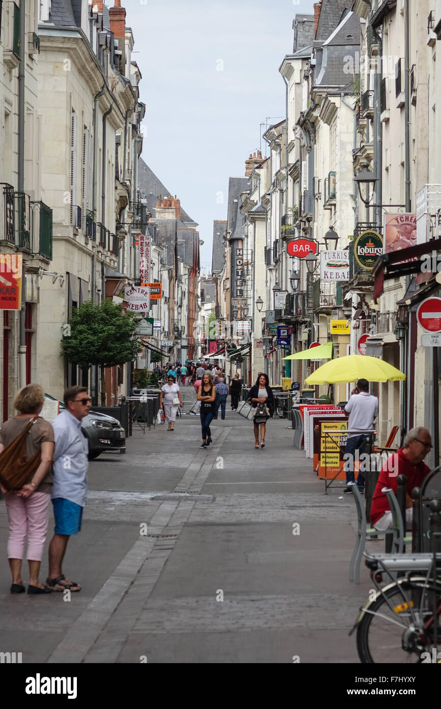 Tours, Loire Valley, France, street scene in the old part of the city ...