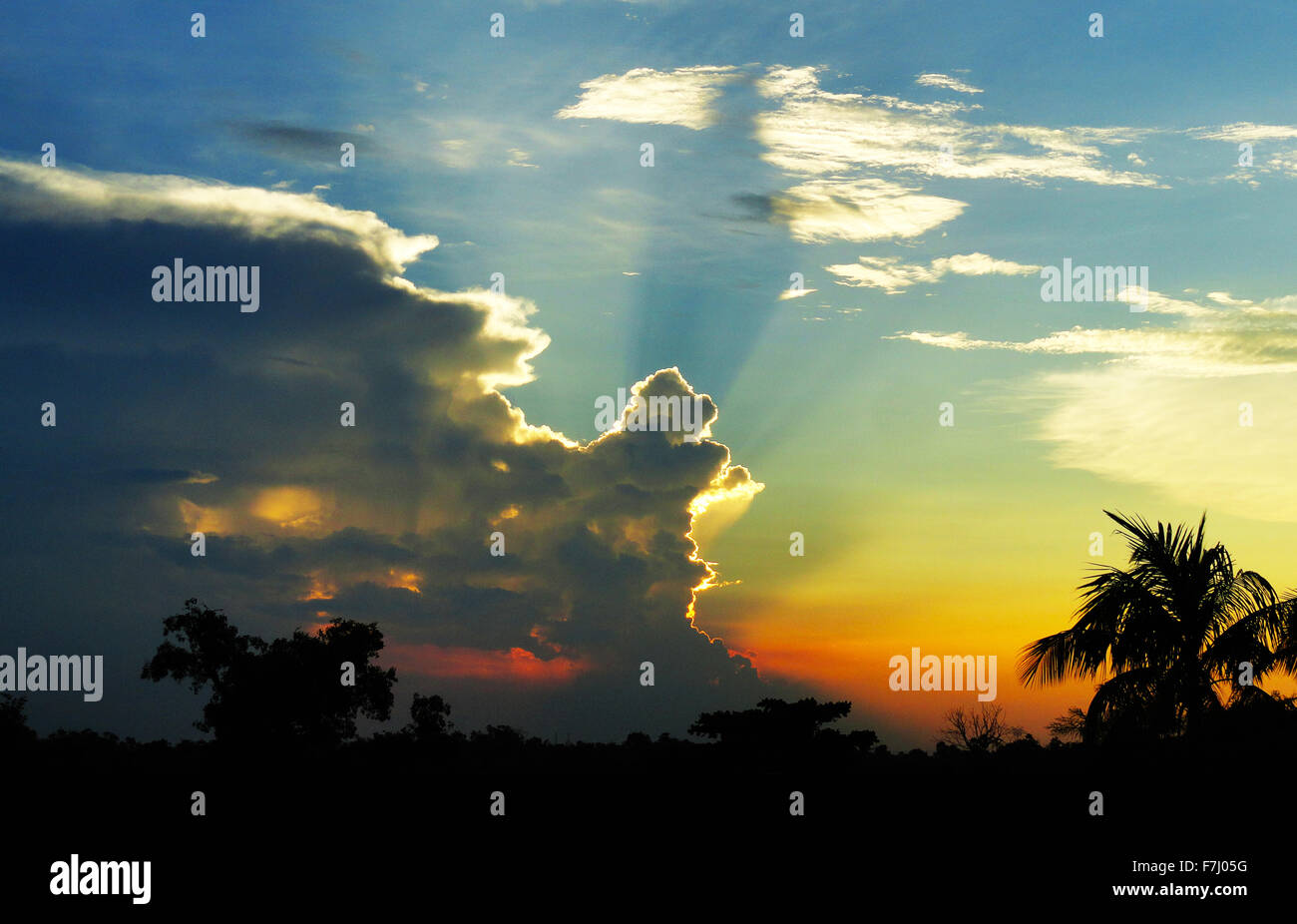 Countryside Beautiful Sunset in Evening Stock Photo - Alamy