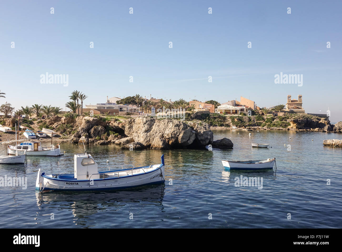 Boat in harbour island tabarca hi-res stock photography and images - Alamy