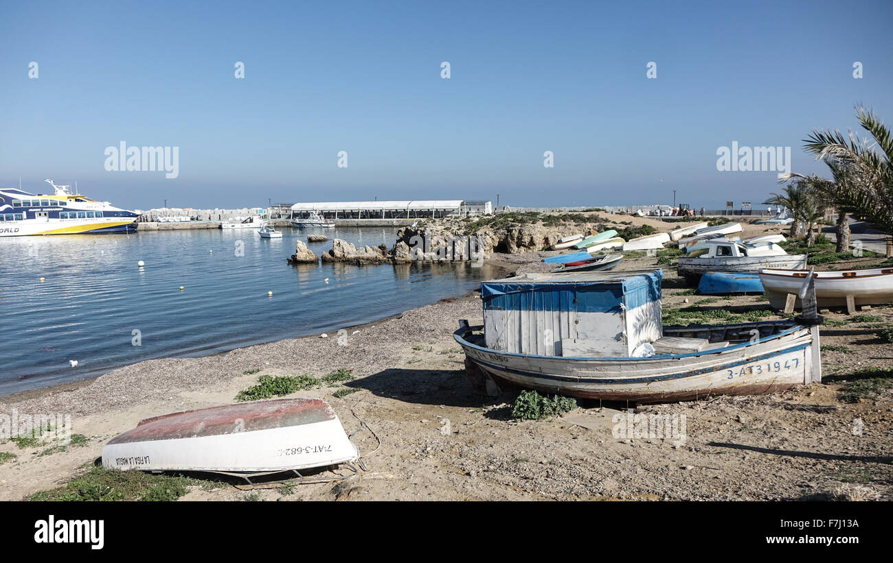 Tabarca Island, boats in the small harbour Stock Photo - Alamy
