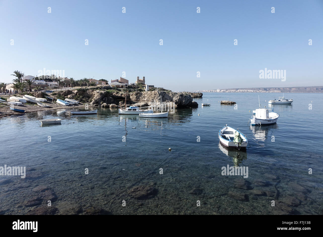 Tabarca Island, boats in the small harbour Stock Photo - Alamy