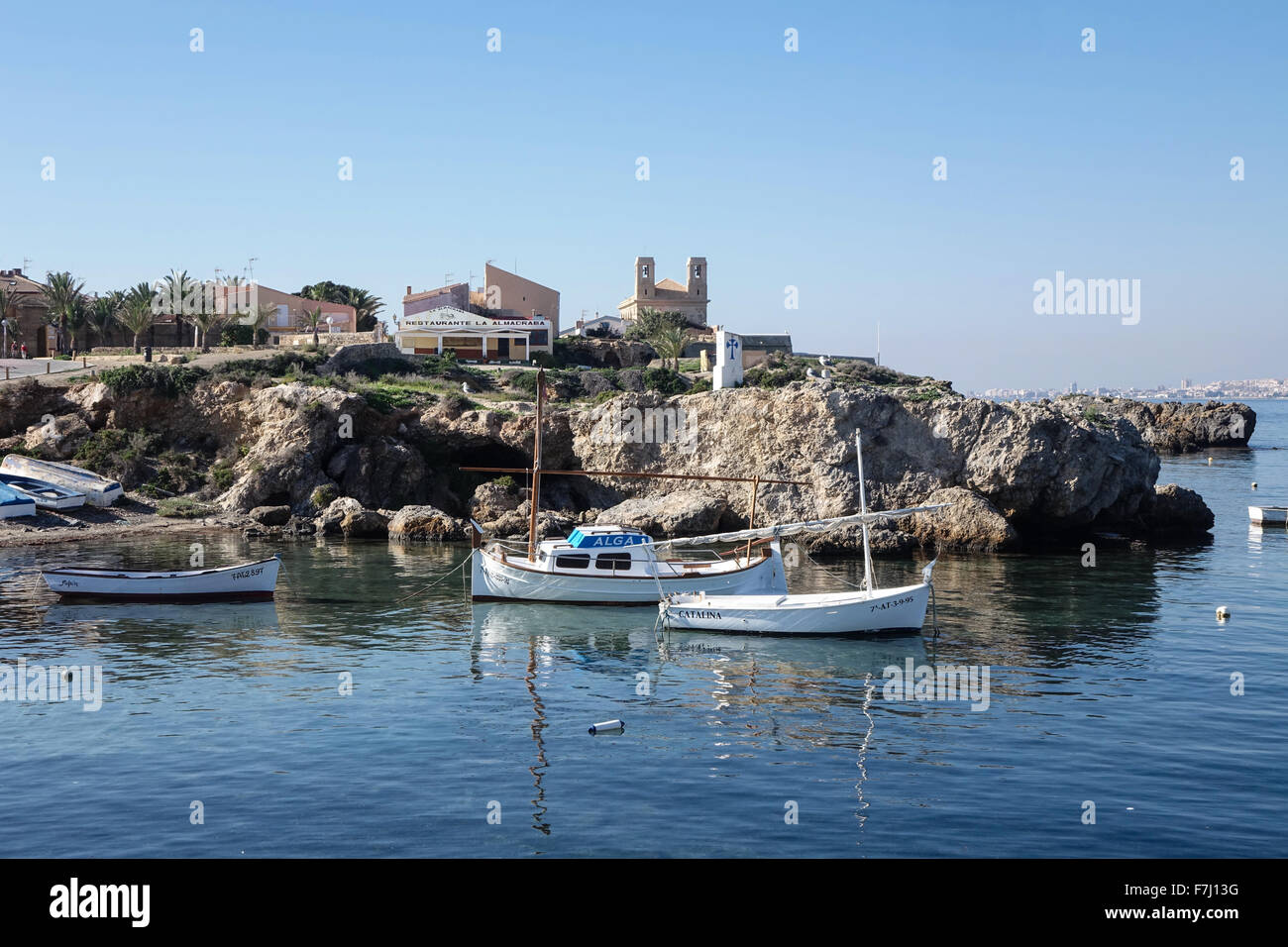 Tabarca Island, boats in the small harbour Stock Photo - Alamy