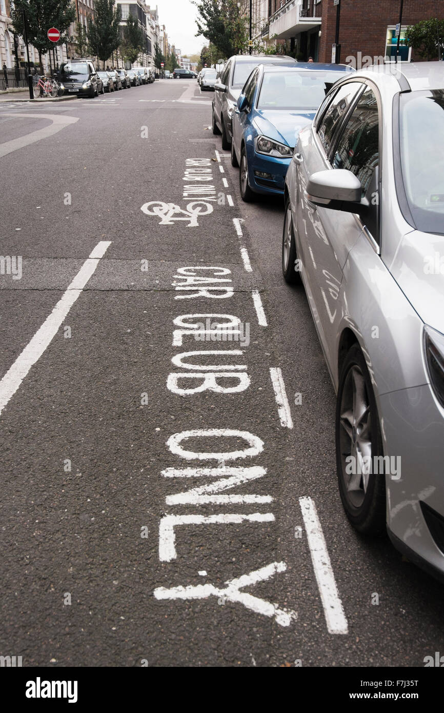 Cars parked in a Car Club Only parking bay in London, England, UK Stock ...
