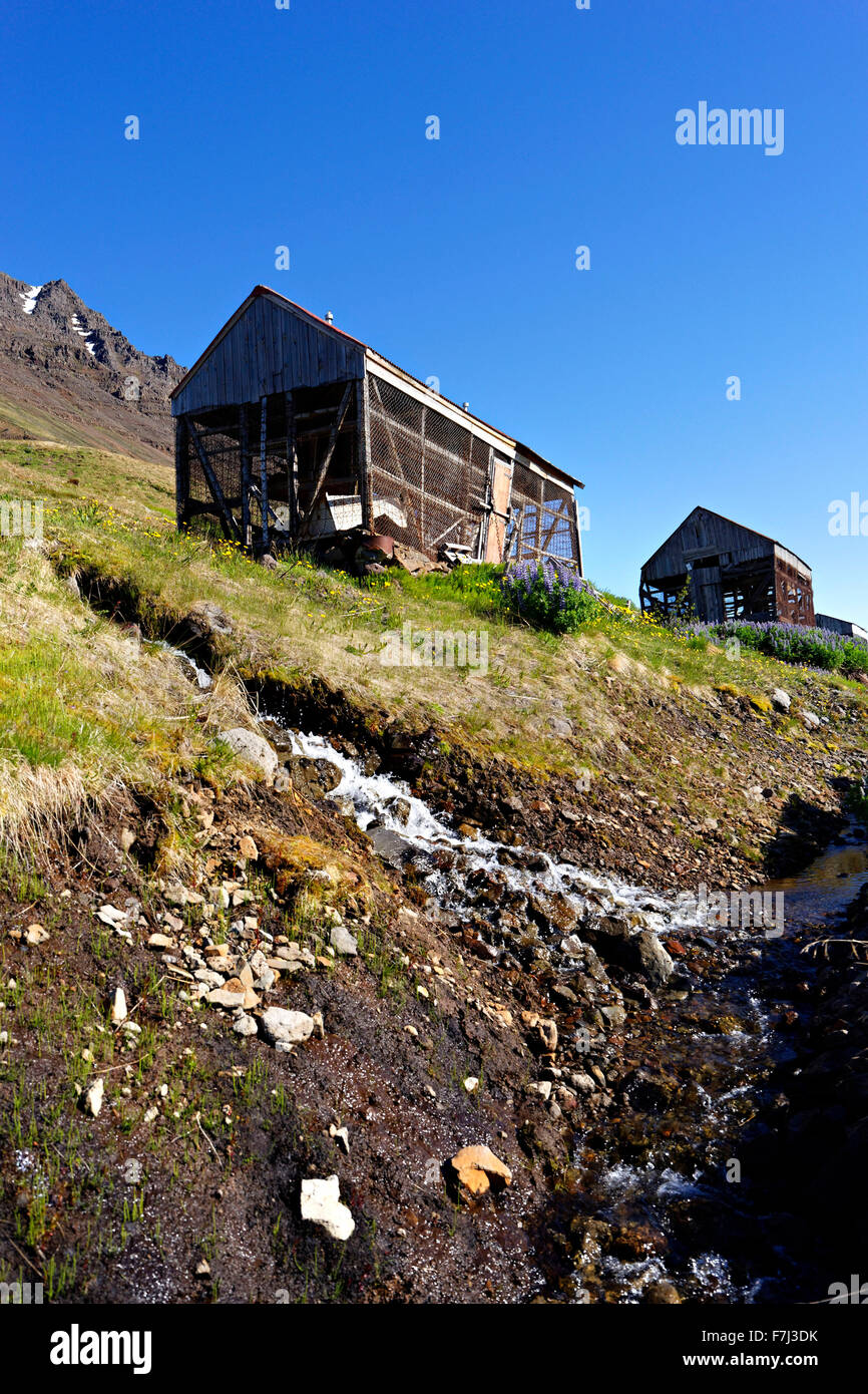 Fish drying huts, Isafjordur, Westfjords, Iceland, Europe Stock Photo ...