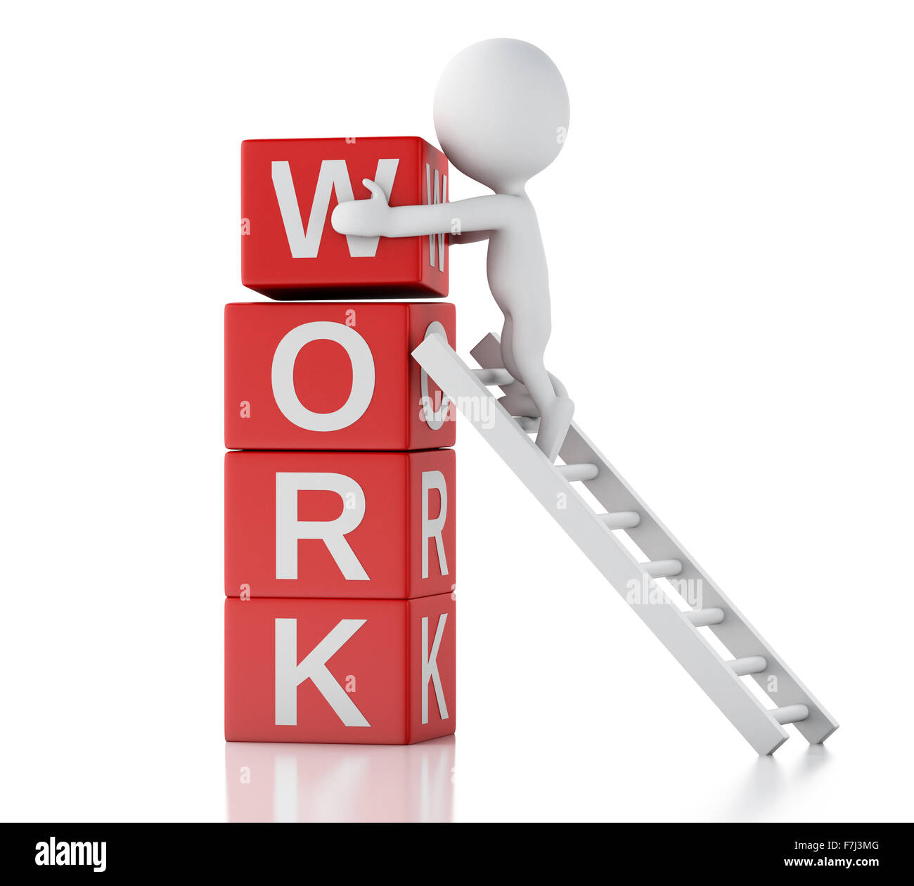3d renderer image. White people with cubes with word work. Business ...