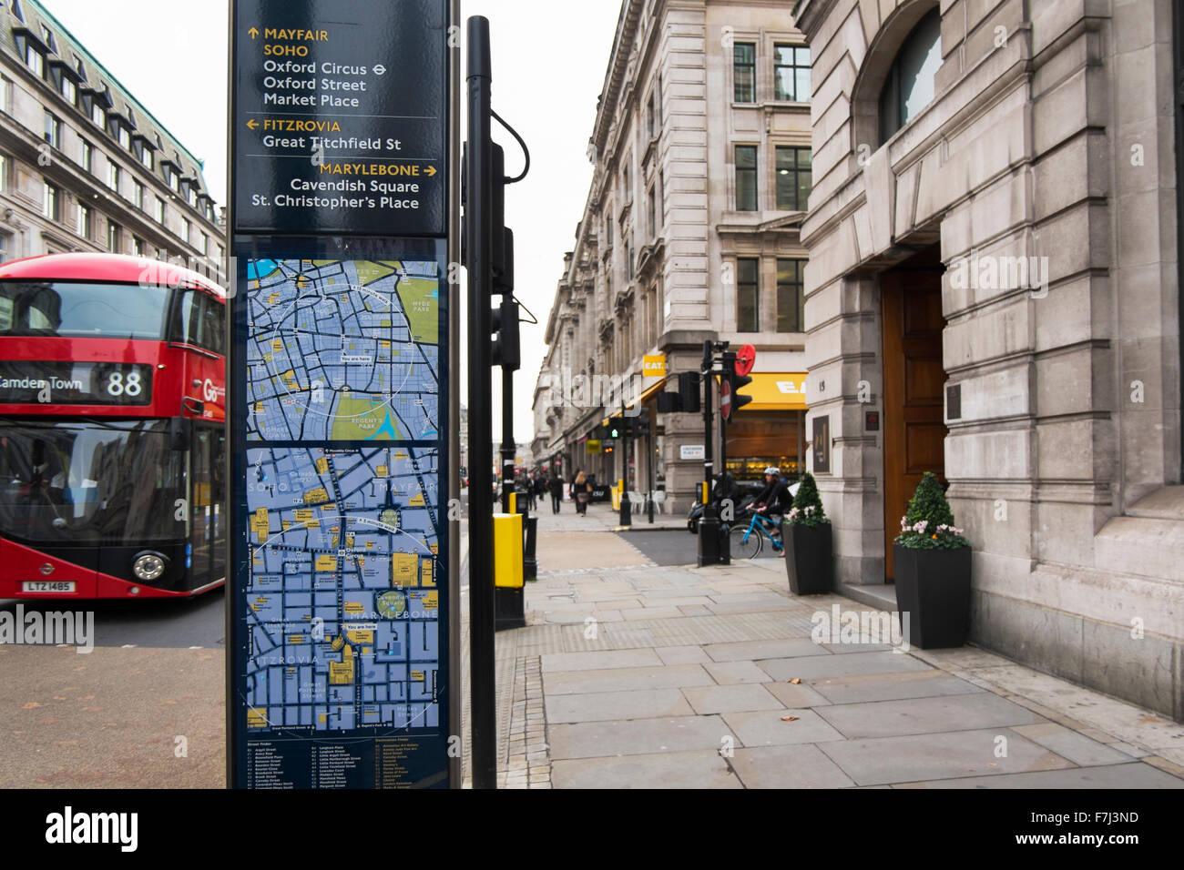Street sign showing a map of where you are in Regent Street and ...