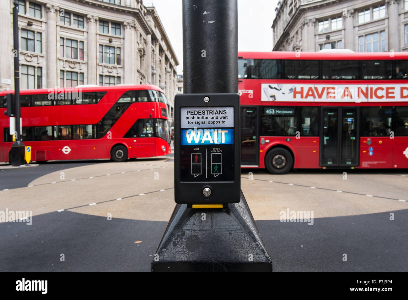 Buses driving through Oxford Circus in London, England, UK Stock Photo ...