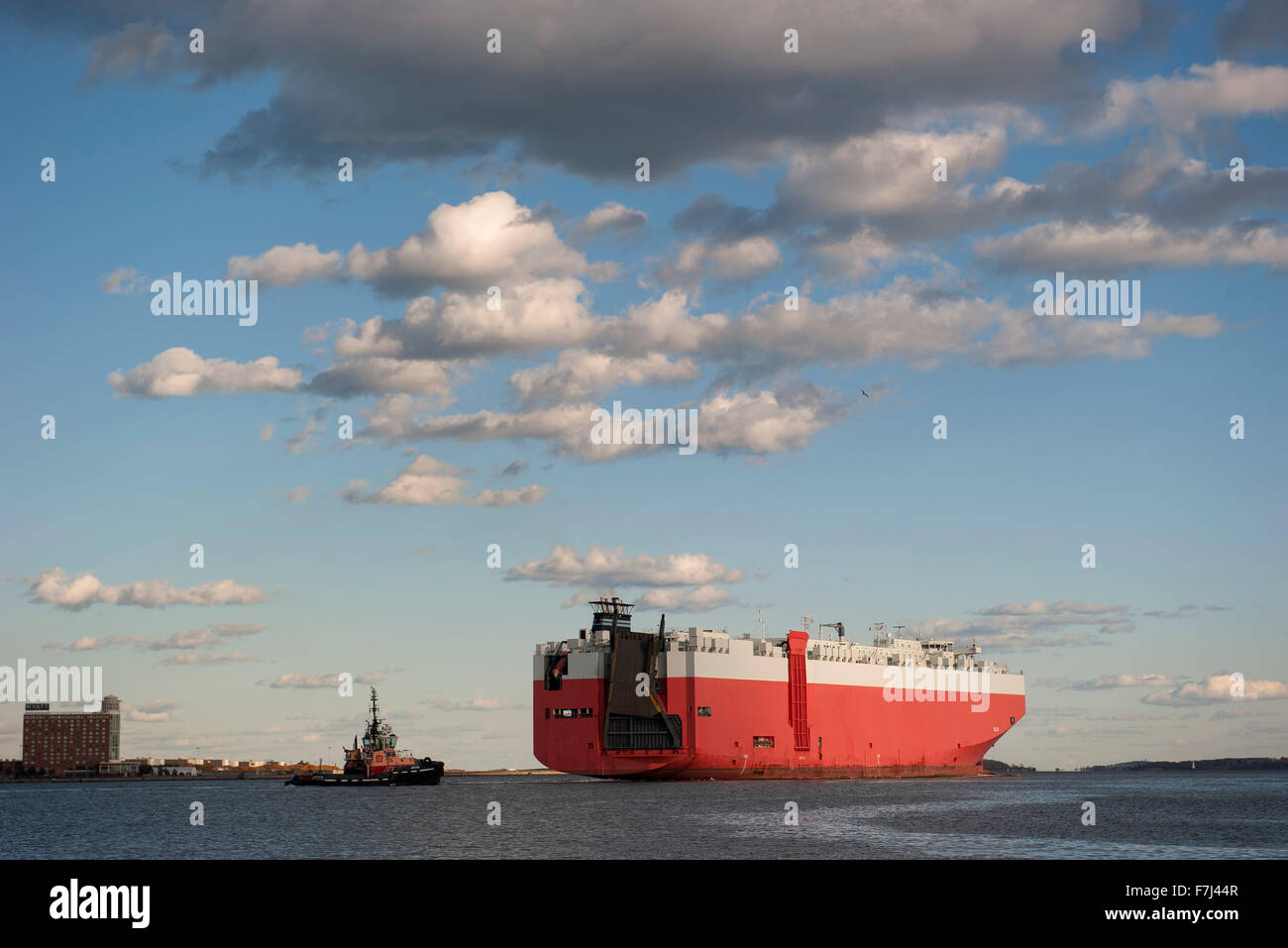 Large cargo ship in Boston Harbor, Boston, Massachusetts, USA Stock ...