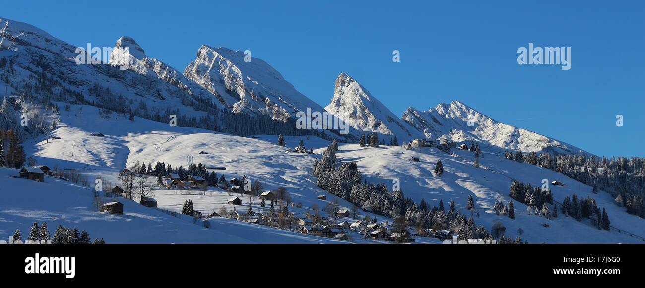 Unique peaks of the Churfirsten range in Winter Stock Photo - Alamy