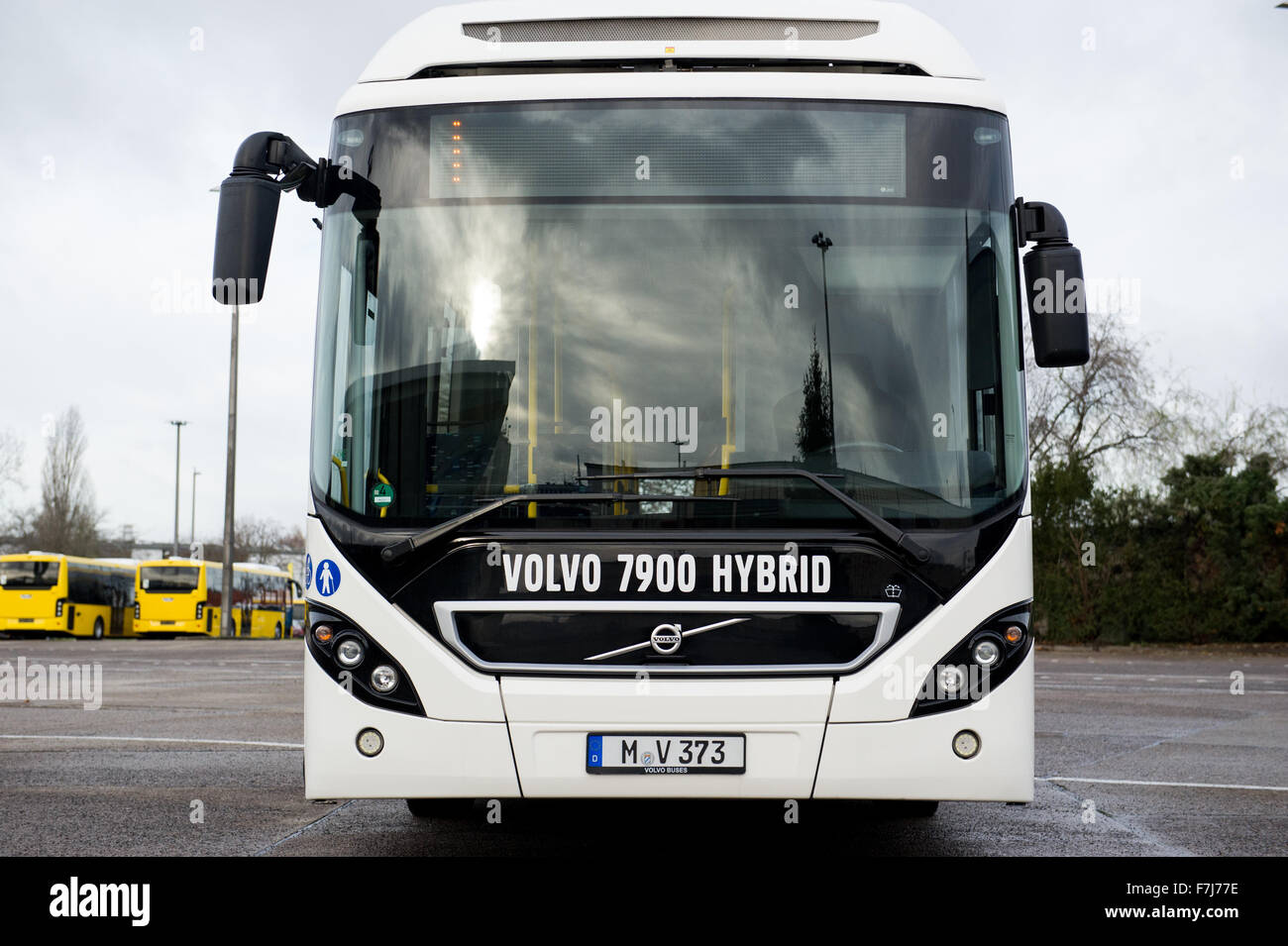 Berlin, Germany. 1st Dec, 2015. The new Volvo hybrid articulated bus ...