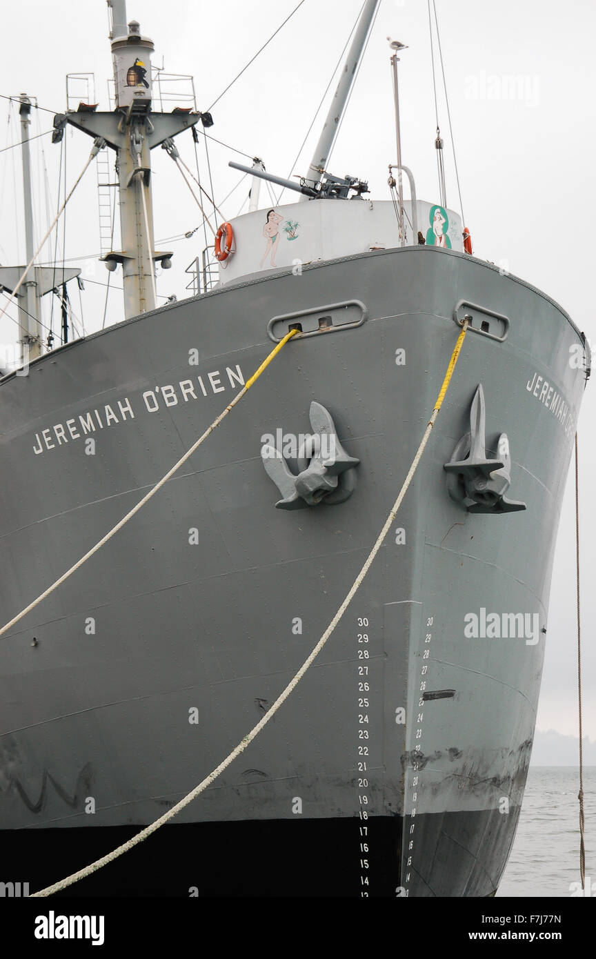 Front of the World War II liberty ship, SS Jeremiah O'Brien docked as ...