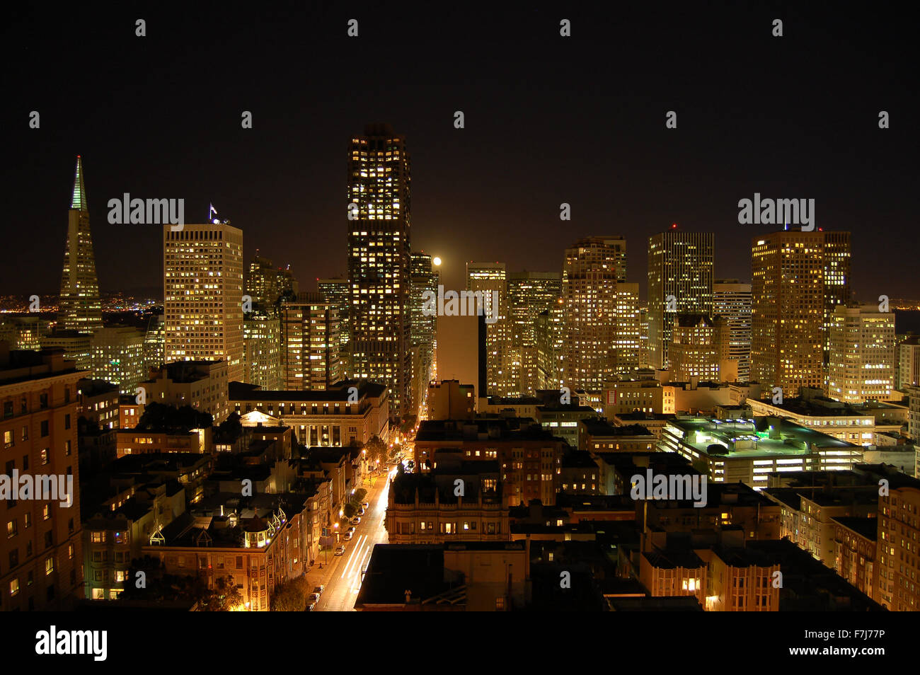 An elevated view of San Francisco city at night Stock Photo - Alamy