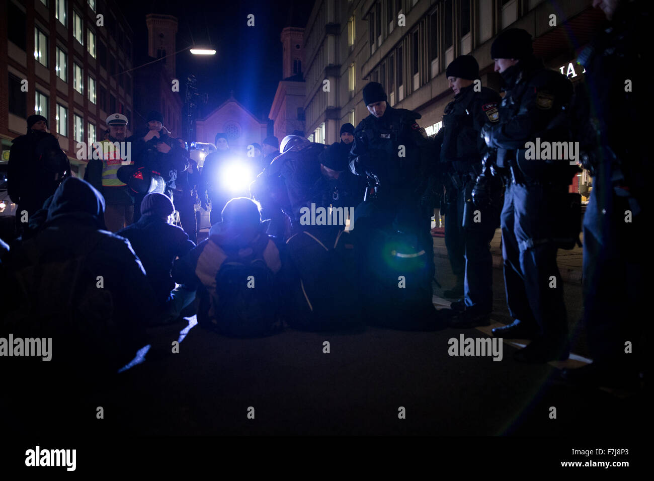 Munich, Germany. 30th Nov, 2015. PEGIDA Munich blocked on ...