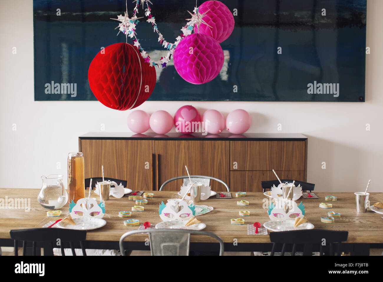 Festive birthday party decorations Stock Photo - Alamy
