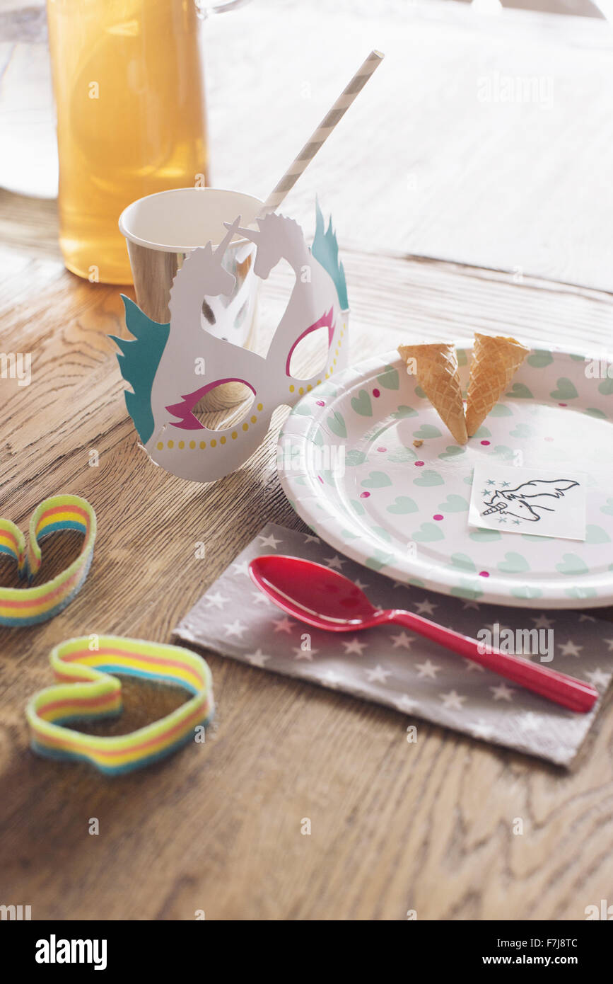 Festive birthday party favors and accessories Stock Photo - Alamy