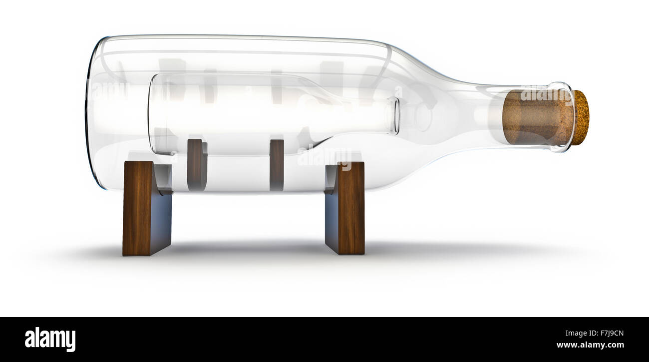Bottle in a bottle / 3D render of bottle inside a larger one Stock ...