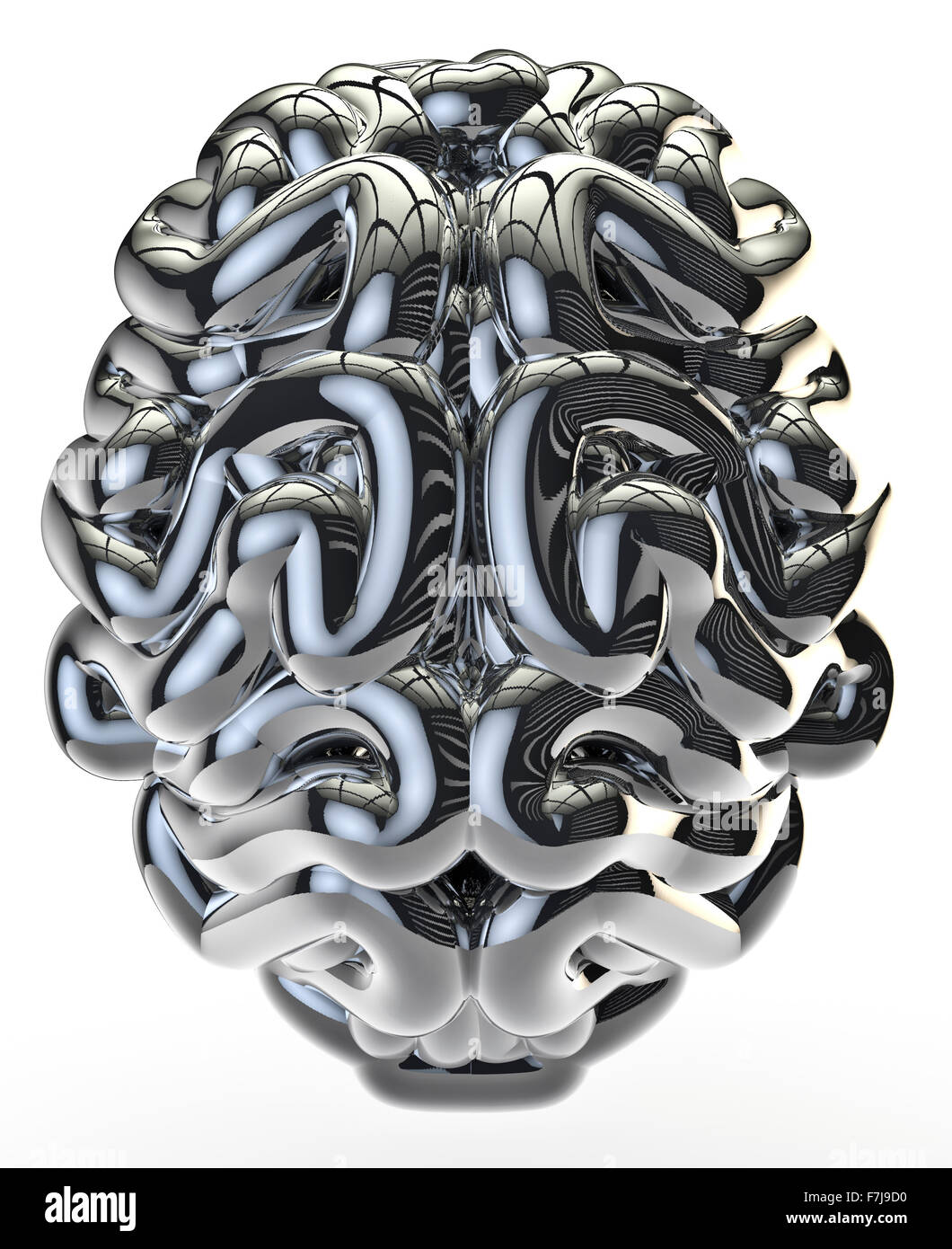Chrome brain / 3D render of brain isolated on white Stock Photo - Alamy