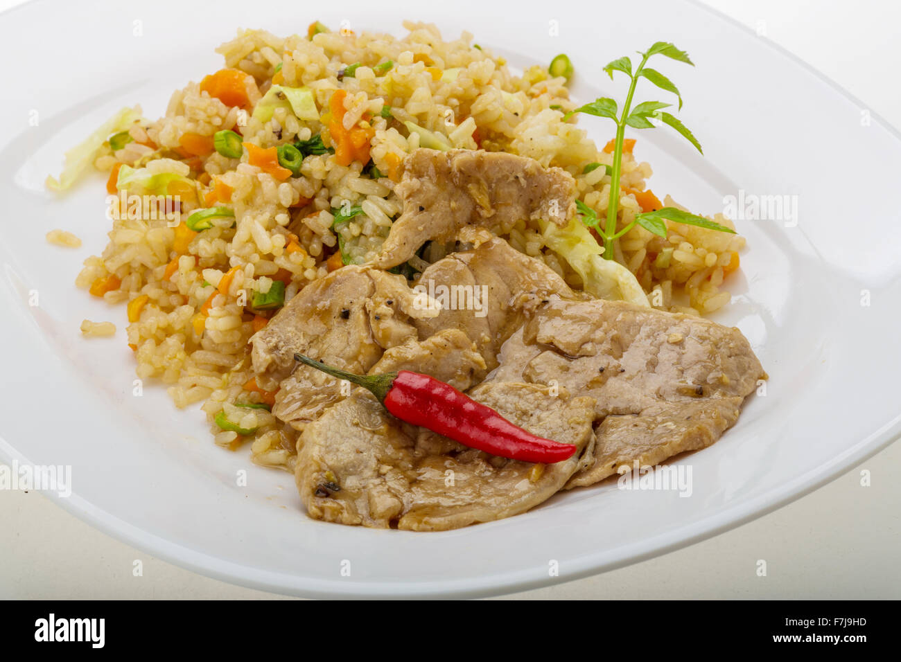 Fried rice with pork - asian traditional food Stock Photo - Alamy