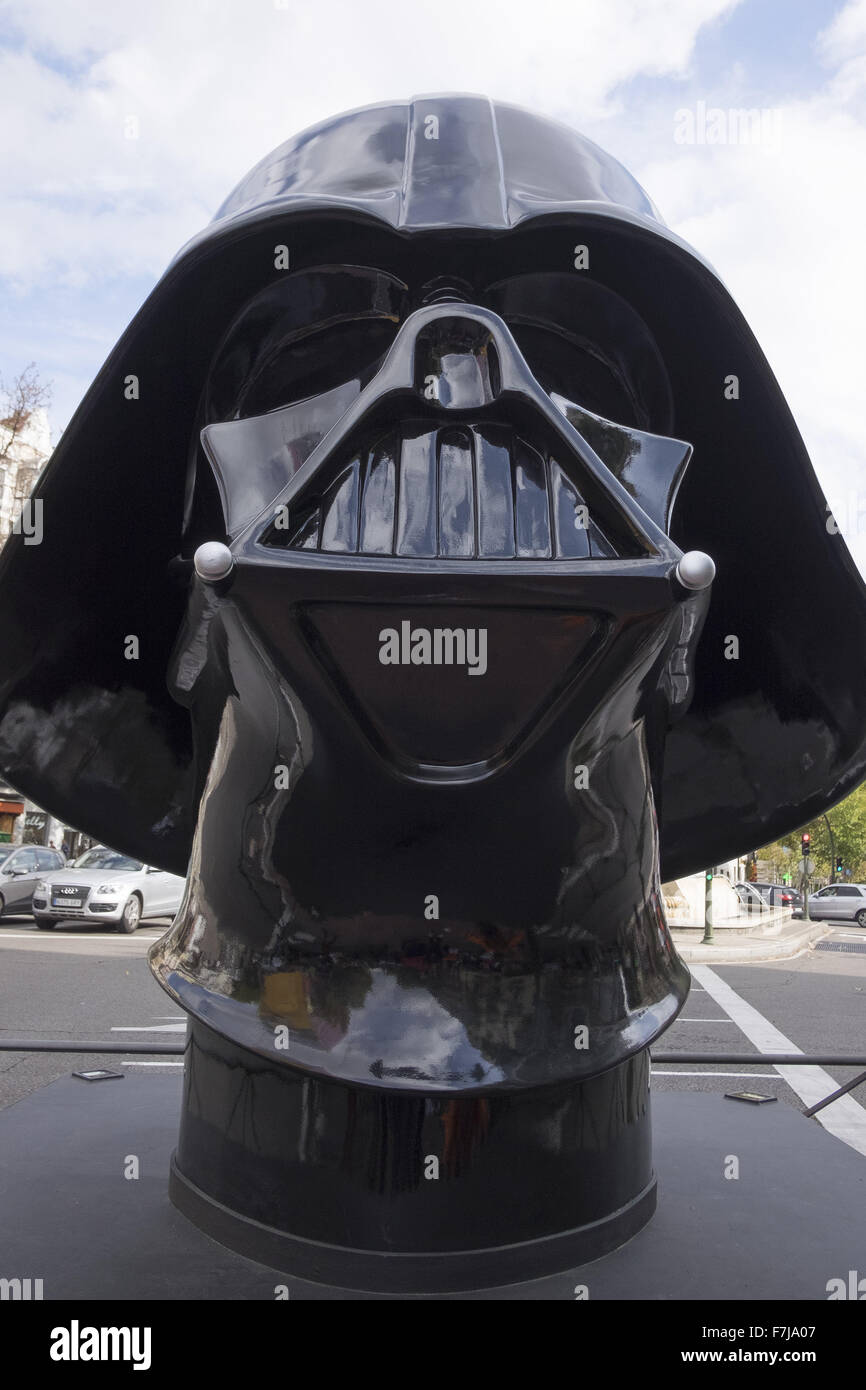 Large scale replica helmets of characters such as Darth Vader and a ...