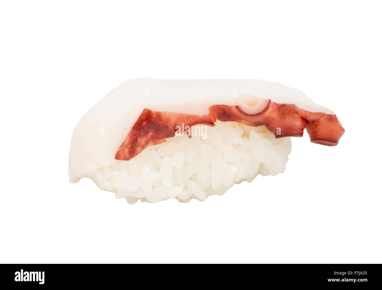 Japanese sushi with meat octopus on a white background Stock Photo - Alamy
