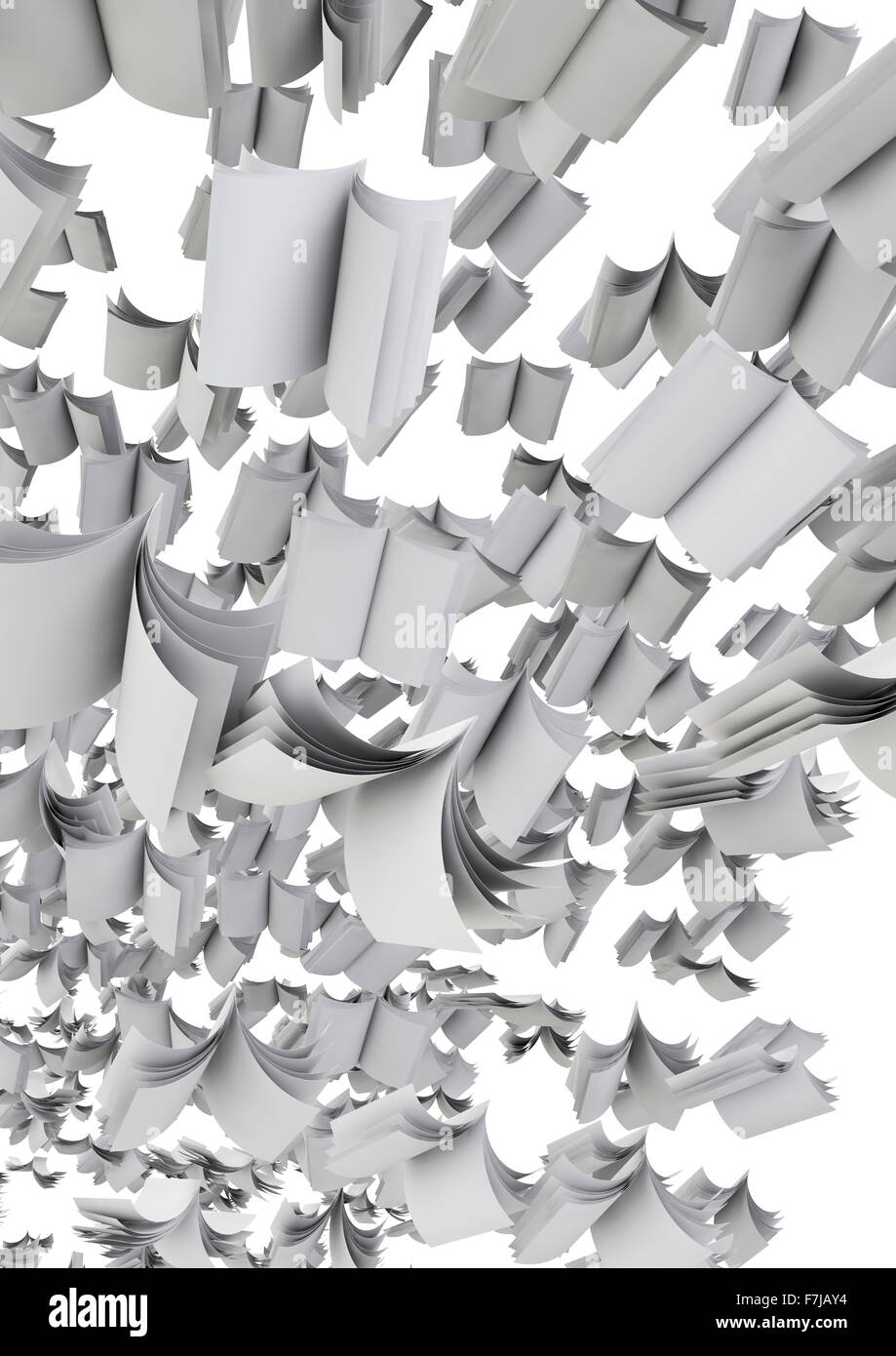 Flock of magazines / 3D render of flying blank magazines filling image ...