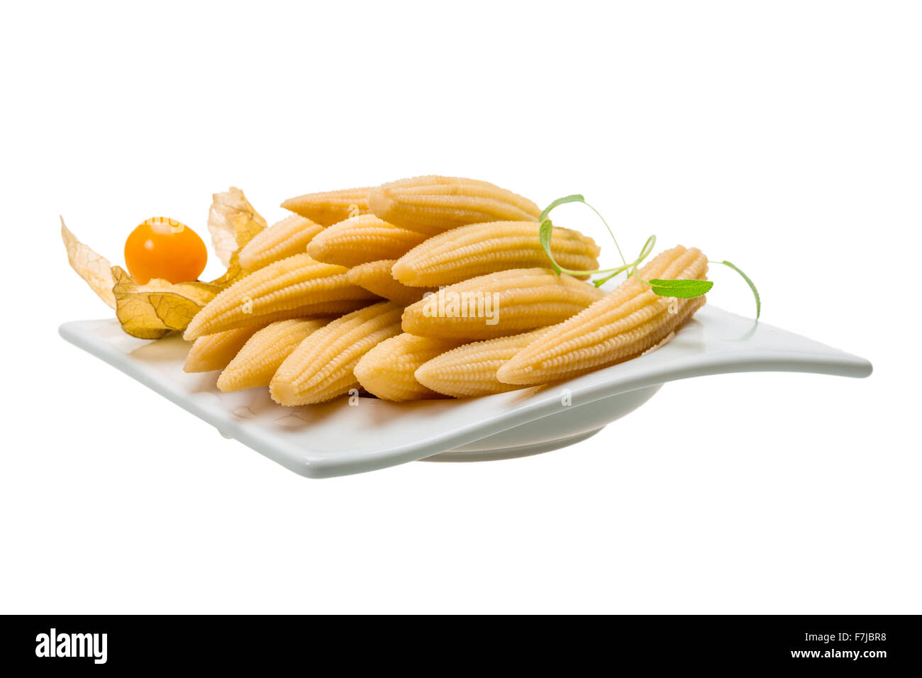 Baby corn with thyme Stock Photo - Alamy