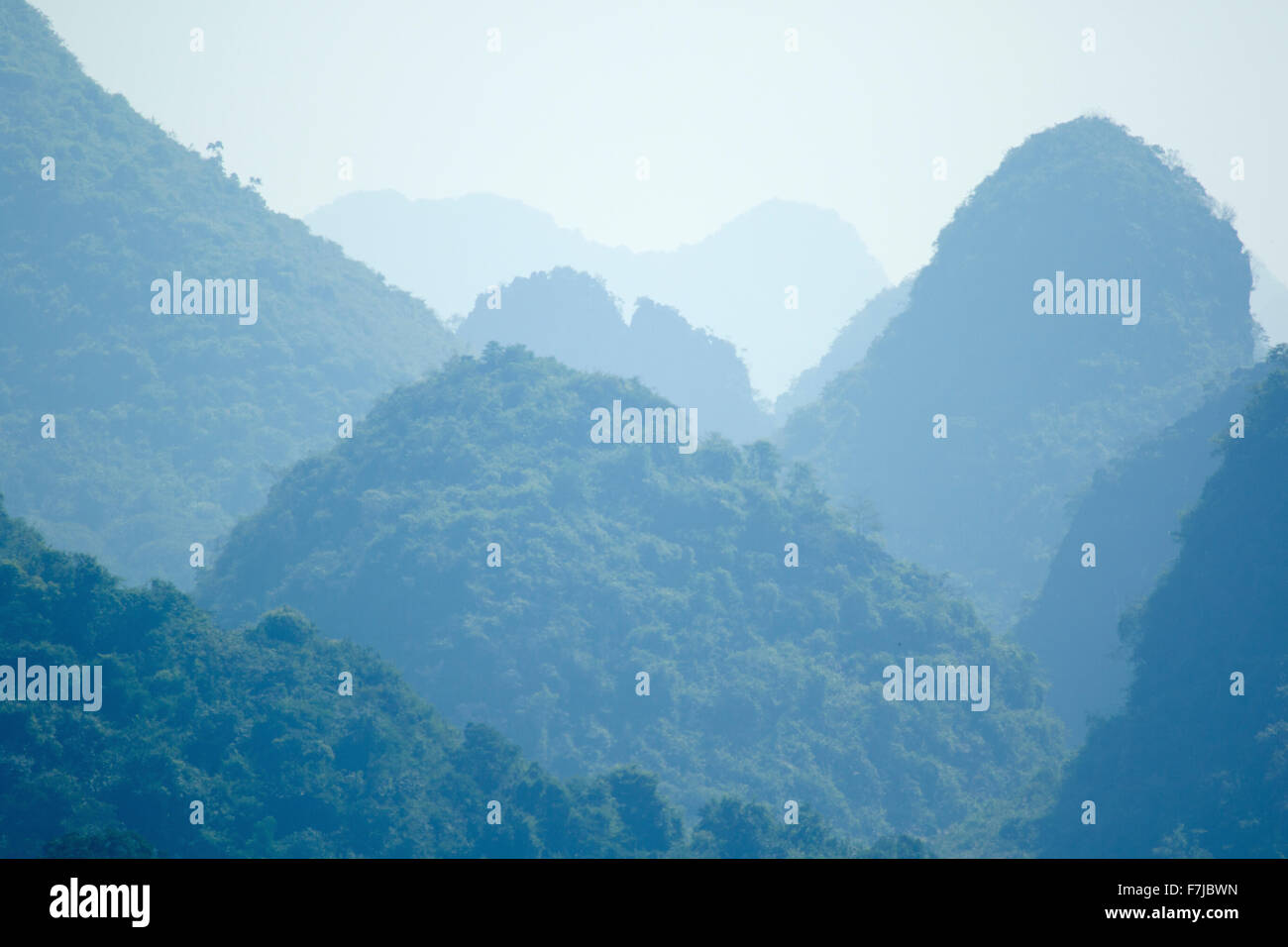 Limestone Karst Formation shapes in mist Guilin Region Guangxi, China ...