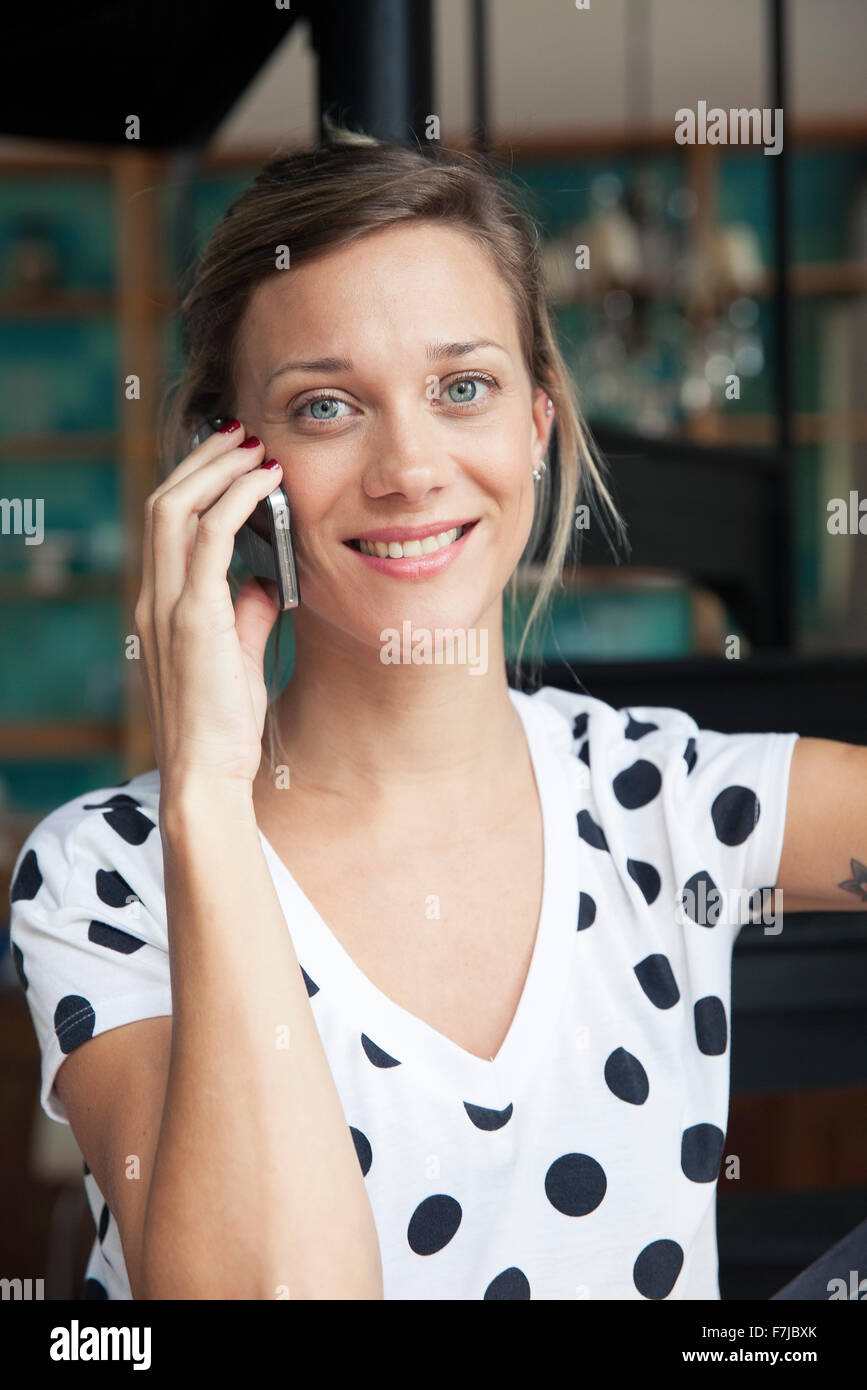 Woman on phone call Stock Photo - Alamy
