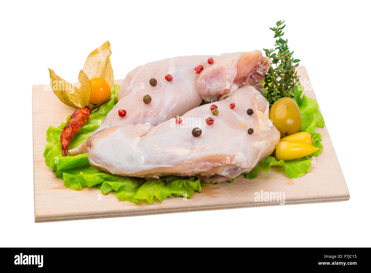 Raw rabbit meat with herbs and spices Stock Photo - Alamy