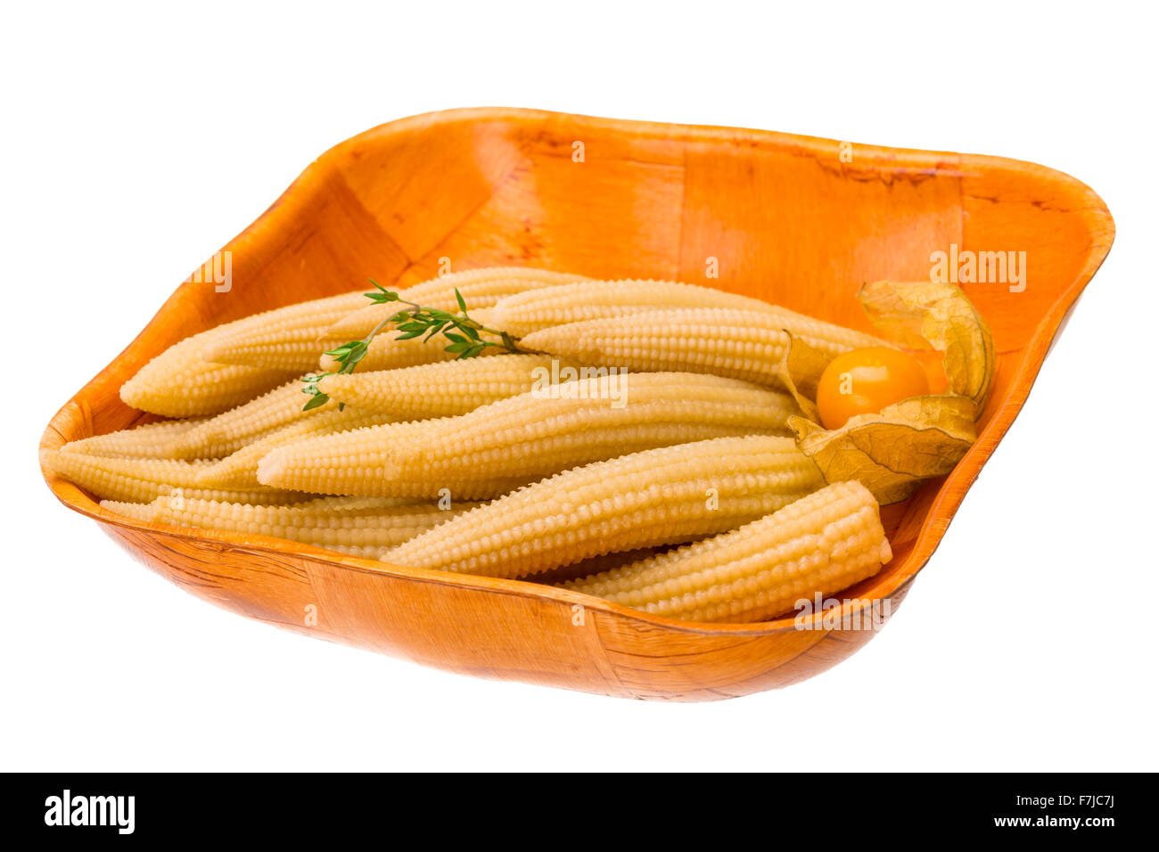 Baby corn with thyme Stock Photo - Alamy